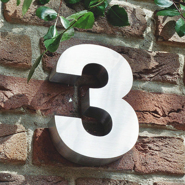 3D Hausnummer 3 aus Edelstahl - Höhe 160 mm Tiefe 30 mm - Schilder ...