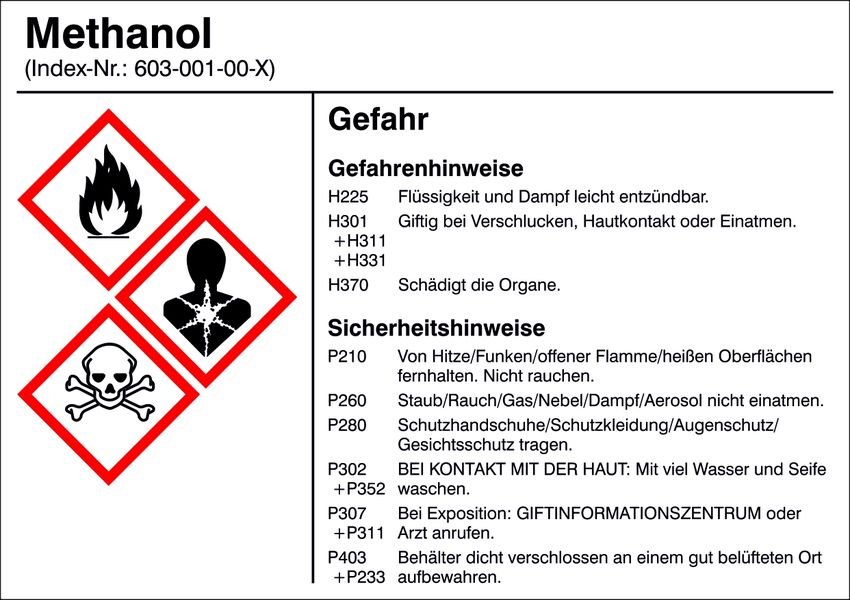 Gefahrstoffetikett »G013: Methanol« - Hausnummern und Schilder online ...