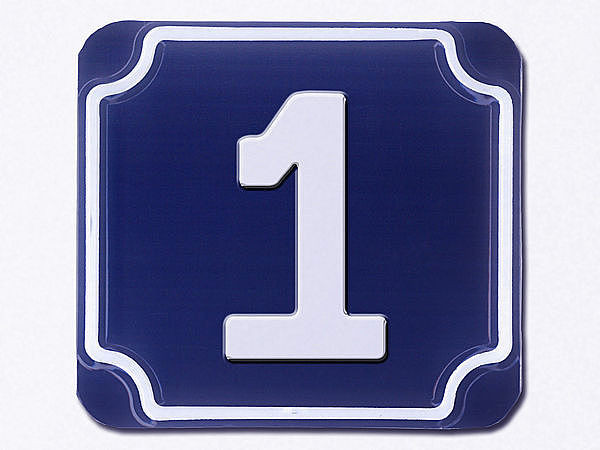 Blaue geprägte einstellige Hausnummer --- Ziffer 1 - Schilder online kaufen