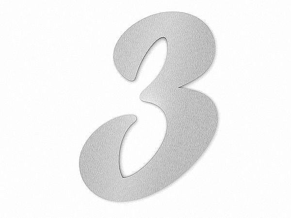 Edelstahl Hausnummer Ziffer 3 in Forte Schrift - Schilder online kaufen