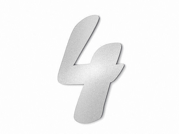 Edelstahl Hausnummer Ziffer 4 in Forte Schrift - Schilder online kaufen