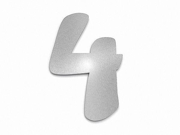 Edelstahl Hausnummer Ziffer 4 in Forte Schrift - Schilder online kaufen