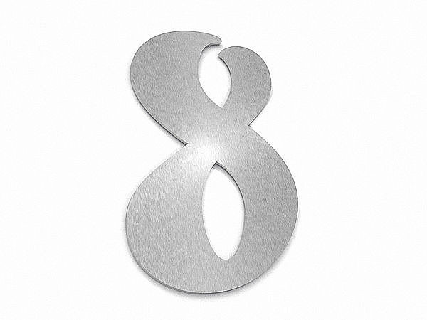 Edelstahl Hausnummer Ziffer 8 in Forte Schrift - Schilder online kaufen