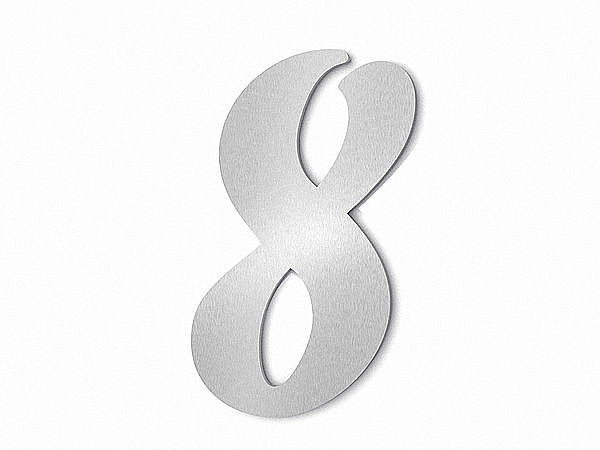 Edelstahl Hausnummer Ziffer 8 in Forte Schrift - Schilder online kaufen