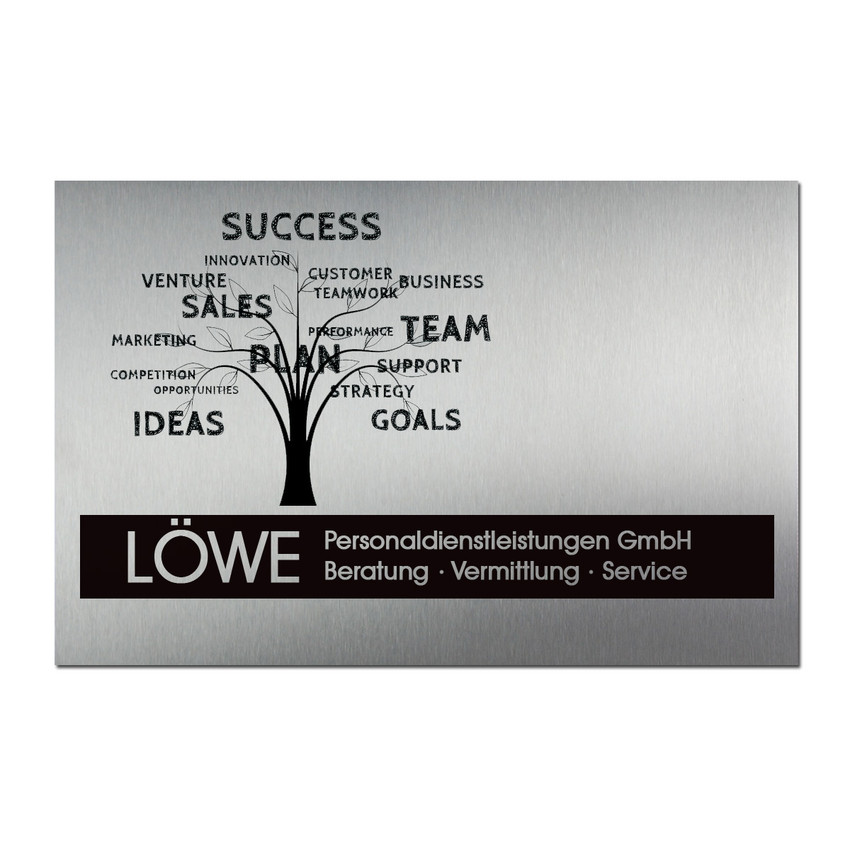 Firmenschild Edelstahl mit Lasergravur 300 x 200 mm - Schilder online ...