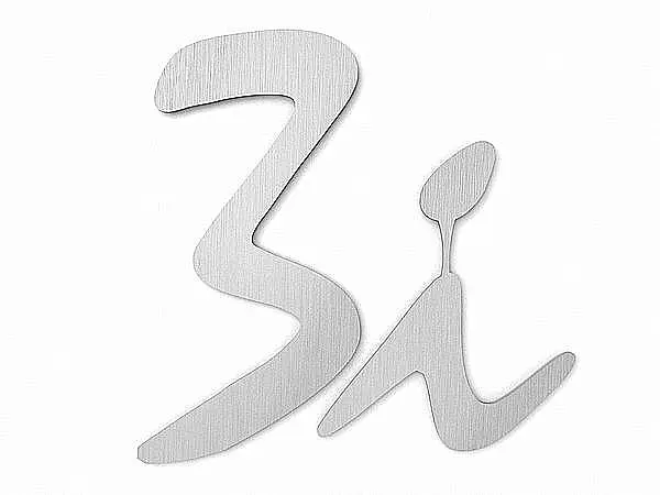 Hausnummer 3 - Schriftart Design aus Edelstahl - Staccato 18 cm ...