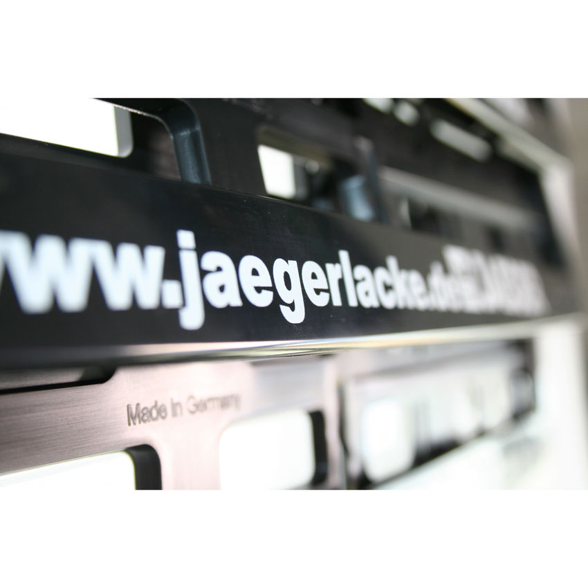 Kennzeichenhalter mit Logo und Text - schwarz - Größe 52 cm - pro Paar ...