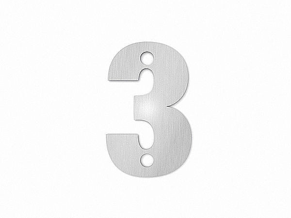 Kleine Hausnummer 3 in der Schriftart Classic aus Edelstahl - Schilder ...