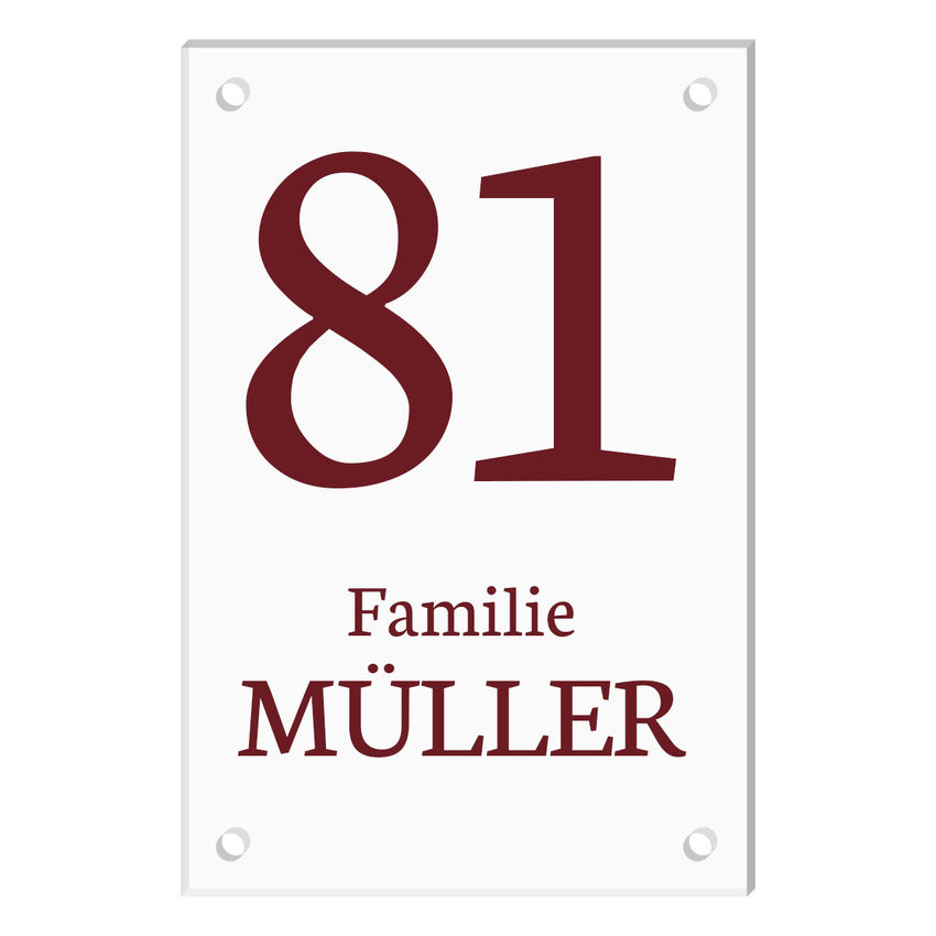 Moderne Hausnummer aus Acryl - Größe 200 x 300 mm [mittel] - Schilder ...