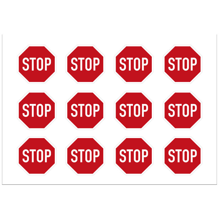Stoppschild als Aufkleber in mehreren Größen A4 Bogen - Schilder online ...