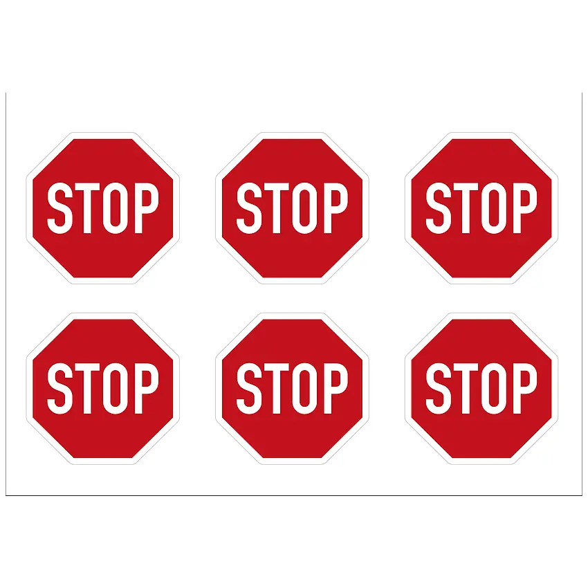 Stoppschild als Aufkleber in mehreren Größen Aufkleber A4 Bogen ...