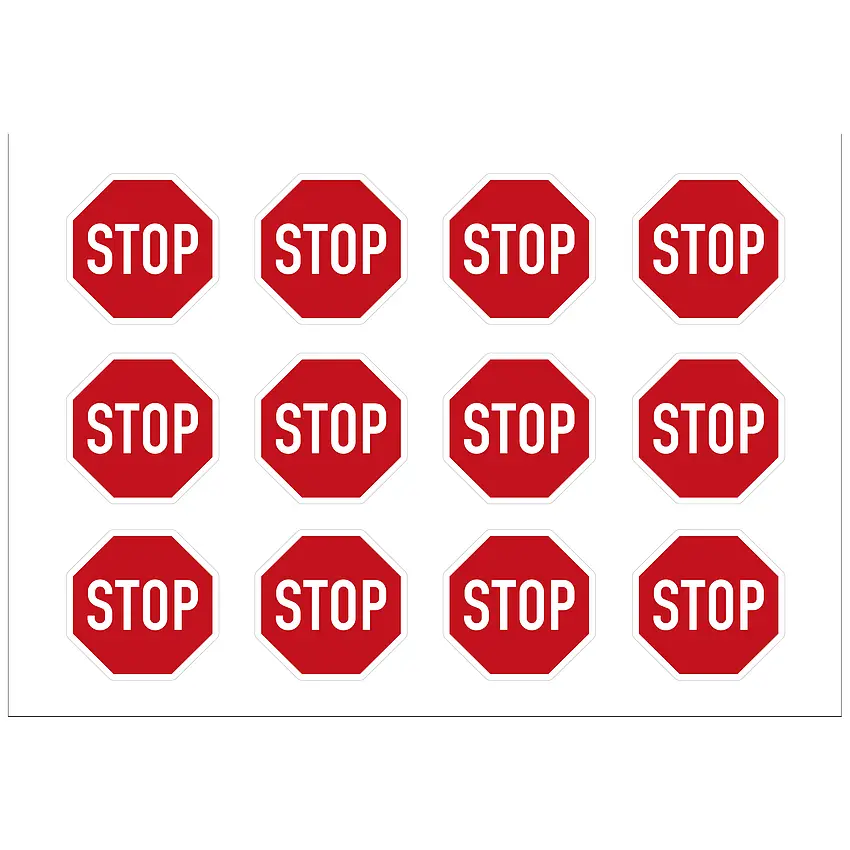 Stoppschild als Aufkleber in mehreren Größen Aufkleber A4 Bogen ...