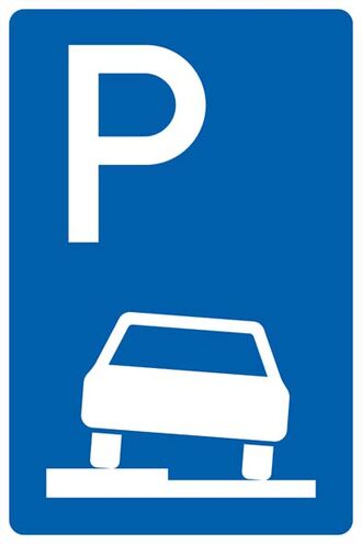 Verkehrszeichen - Parken auf Gehwegen halb - Schilder online kaufen